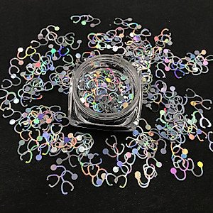 PrettyG 10 Grams/Pack -Sliver Doctor Stethoscope Shape Holographic Glitter Sequins - Festival Rave Beauty Makeup Face Body Nail Art Decoration LB100