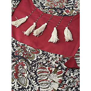 Yash Gallery Women's Cotton Angrakha Style Printed Indian Kalamkari Kurtis (Maroon., XXL)