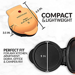 Nostalgia MyMini Personal Electric Griddle, Nonstick Griddle Perfect for Keto & Low-Carb Diets, Eggs, Omelets, Pancakes, Breakfast Sandwiches, Orange