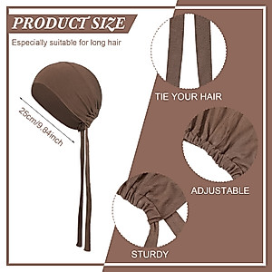 4 Pieces Women Hijab Caps Underscarf Turban Caps Skull Caps Soft Beanie Sleep Hats for Long Hair Men Women (Black, White, Grey, Brown)
