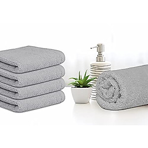 Cotton & Calm Exquisitely Fluffy 100% Cotton Wash Cloths Set - Luxurious 24 Pack Grey Washcloths - 12x12 Inches Face Towel - Super Soft and Absorbent for Face, Hand, Gym & Spa