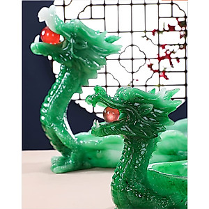 2 PCS Resin Dragon Sushi Boat Serving Tray Set, 21.3Inch Seafood Plate, Japanese Food Tableware, Salmon Platter, Dry Ice Plate, Large Sushi Boat Plate for Sashimi Board Seafood Party, Gold/Green