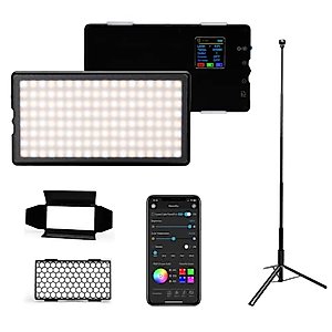Lume Cube RGB Panel Pro, 60 Inch Light Stand, & Accessories | Full Color RGB Light for Professional DSLR Cameras | Adjustable Color Camera Lighting, Tripod from 14 to 60 Inches, 1/4" 20 Mount