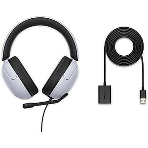 Sony MDRG300/W INZONE H3 Wired Gaming Headset, White Bundle with Deco Gear Wood Headphone Display Stand Secure Tabletop Holder