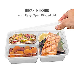 Bentgo Prep 3-Compartment Meal-Prep Containers with Custom-Fit Lids - Microwaveable, Durable, Reusable, BPA-Free, Freezer and Dishwasher Safe Food Storage Containers - 10 Trays & 10 Lids (Lilac)