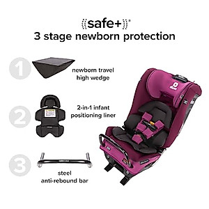 Diono Radian 3RXT SafePlus, 4-in-1 Convertible Car Seat, Rear and Forward Facing, SafePlus Engineering, 3 Stage Infant Protection, 10 Years 1 Car Seat, Slim Fit 3 Across, Purple Plum