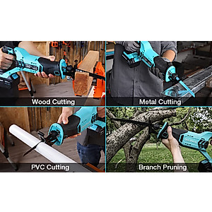 DURATECH Cordless Reciprocating Saw with 20V 4.0Ah Li-Ion Battery, 3000SPM, 7/8" Stroke Length, Variable Speed, Tool-Free Blade Change, 4 Saw Blades for Wood & Metal Cutting