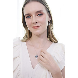 B. BRILLIANT Blue Necklace for Women Sterling Silver London Blue White Topaz Multi Color Ombre Cluster Pendant With Jewelry Gift Box