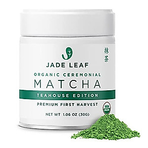 Jade Leaf Matcha Organic Green Tea Powder, Ceremonial Grade, Teahouse Edition Premium First Harvest - Authentically Japanese (1.06 Ounce Tin)