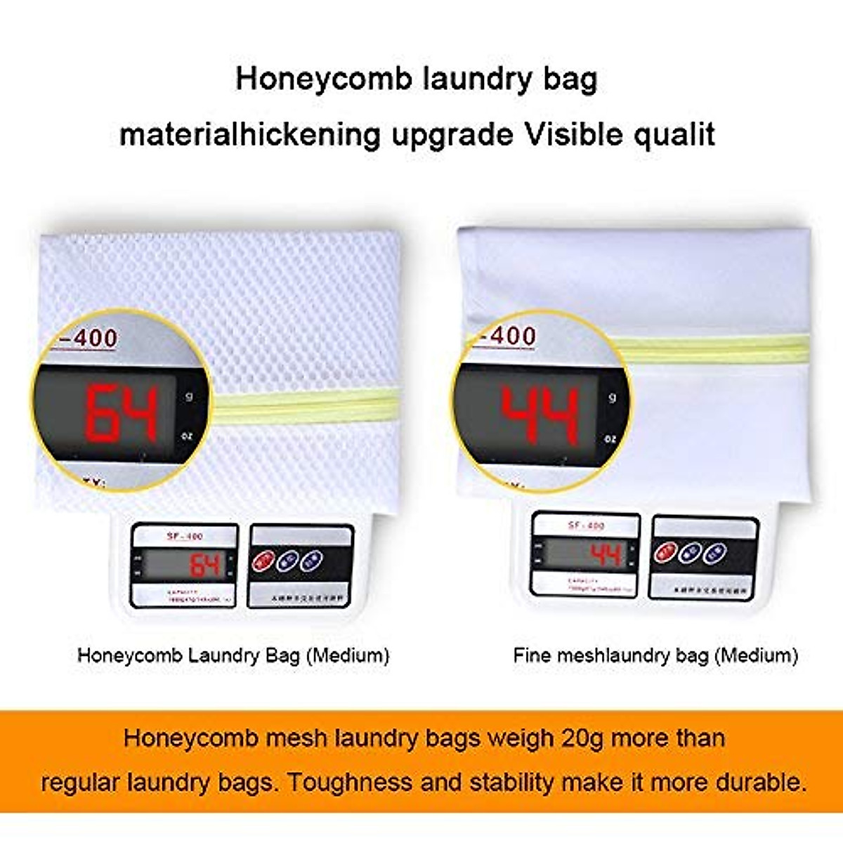 Laundry Bags, SASUM LIFE 3 Pack Zippered Mesh Polyester Wash Bags Premium Durable White for Jeans, Lingerie,Socks,Bra Sweaters, Coats in Washing Machine & Drier (Beehive)