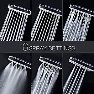 Detachable Shower Head High Pressure, Modern Square Handheld Shower Head, Adjustable Showerhead with 6 Spray Modes, Shower Sprayer for RV Camper Bathroom Shower Sprayer without Hose