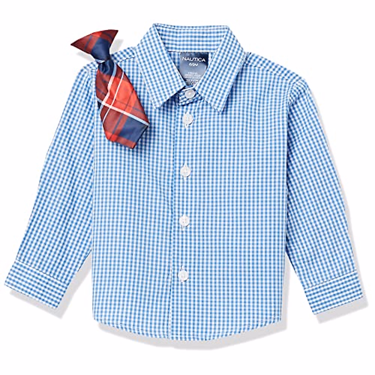 Nautica Baby Boys 4-Piece Suit Set with Dress Shirt, Jacket, Pants, and Tie, Navy/Khaki, 18 Months