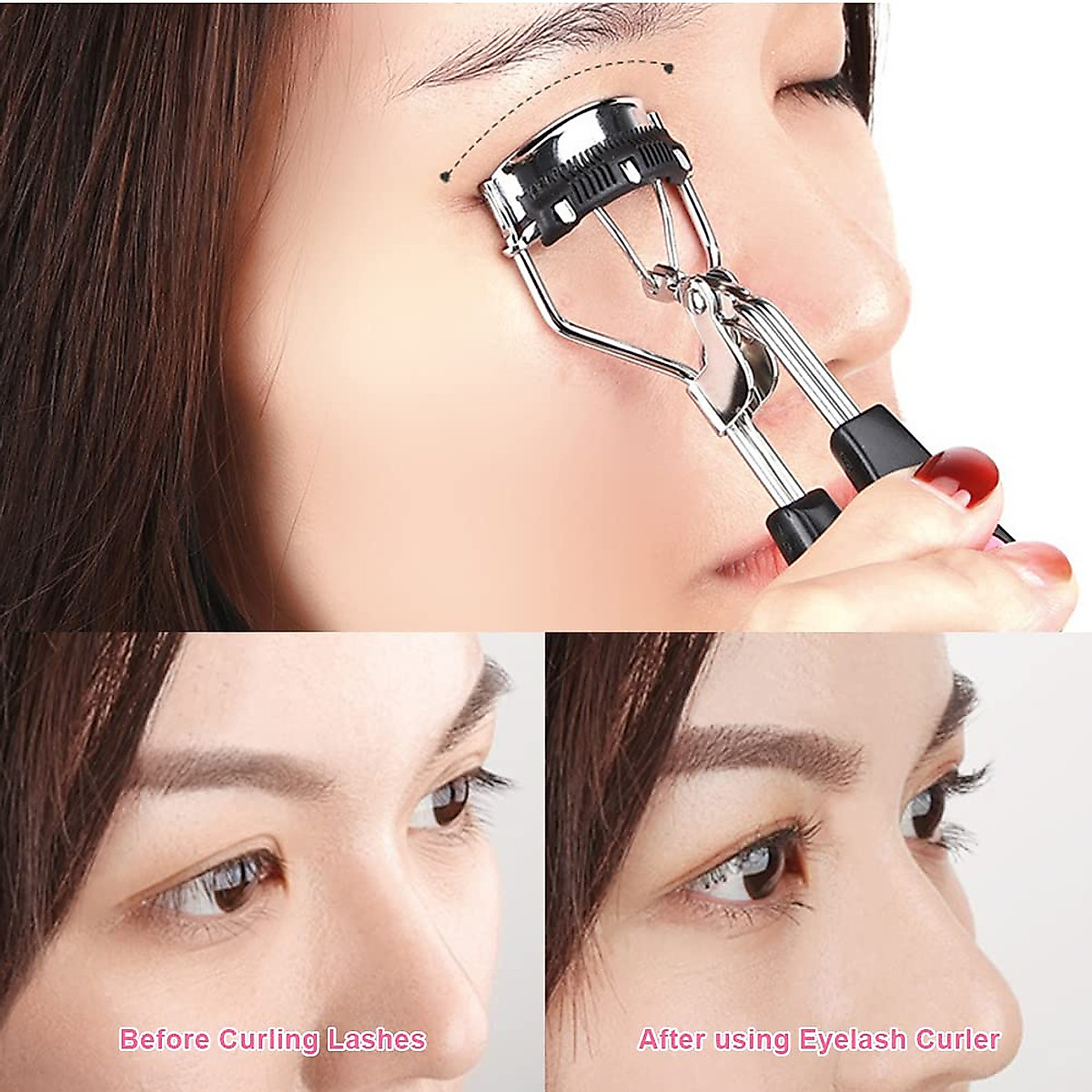 14 Pcs Eyelash Curler Set, 3 in 1 Eyelash Curler with Built in Comb, Include Eyelash Curler, Eyelash Comb Eyebrow Brush and Refill Pads, Eyelash Applicator Tool for Women (Size:14 Pcs/Set)