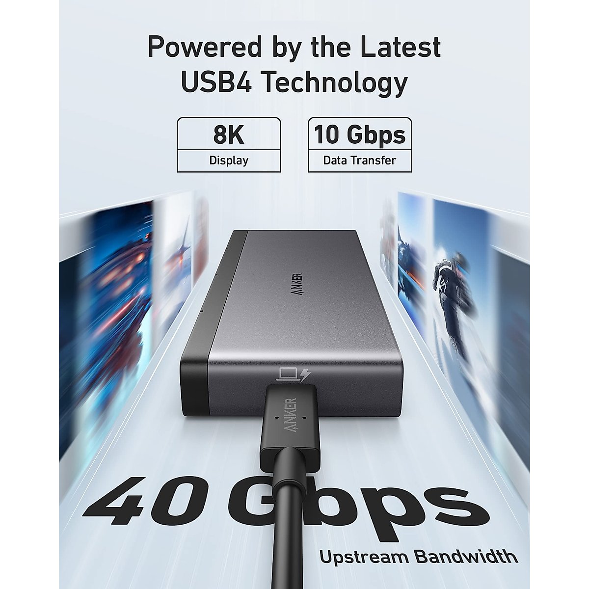 Anker USB C Hub, 556 USB-C Hub (USB4, 8-in-1) with 1.6ft USB4 Cable, 10 Gbps USB-C and USB-A Data Ports, 8K HDMI and DisplayPort New Nylon USB C to USB C Cable 100W 10ft, USB 2.0 Type C Chargi