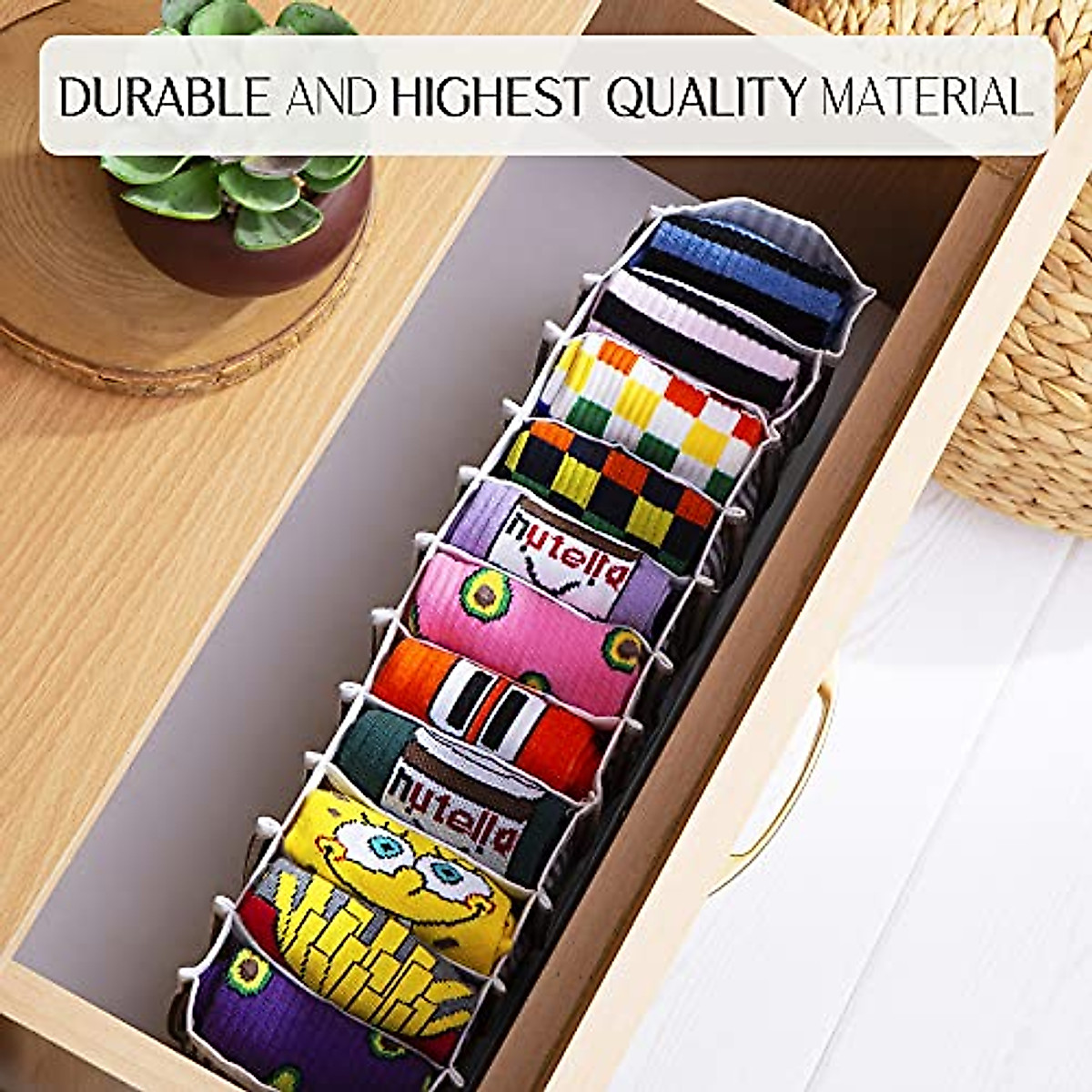 EDNA HOME Underwear Drawer Organizer, Closet Storage and Organizer with Foldable Compartments for Clothing, Tshirt, Towels, Underwear, Small Size