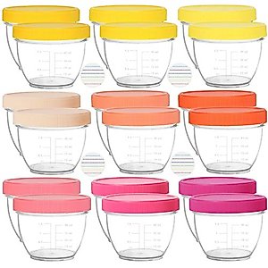 Youngever 18 Sets Baby Food Storage, 2 Ounce Baby Food Containers with Lids, 9 Pink Colors, with Lids Labels