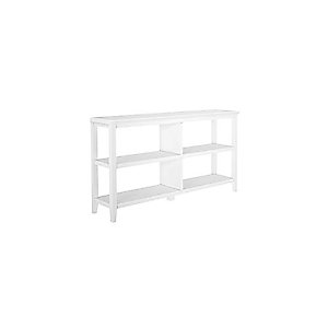 New Ridge Home Goods Edenton Two-Shelf Console Media Sofa Table with Bookshelf for Living Room, Entryway or Bedroom, White