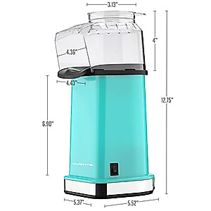 Ovente Hot Air Popcorn Maker 16-CUP capacity with Detachable Measuring cup, BPA Free, No Oil Needed, 1400W, Turquoise, PM11T