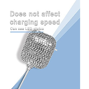 4in1 Bling for AirPod Case Diamonds Cover Set Kit, Luxurious Rhinestone PC for AirPods 2/1 Case Accessories for Women Girl w/Cute Fur Ball Pompom Keychain/Crystal Bracelet/Lobster Clasp Keychain