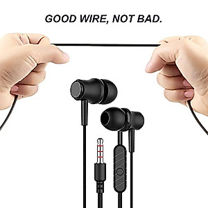 (2 Pack) Wire Controlled Earphones with Microphone,Suitable for Desktop Computers, laptops, Android Phones, iOS and Other Devices (Black+White)