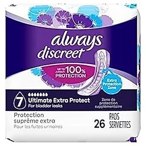Always Discreet Adult Incontinence Pads for Women, Maximum Absorbency, Long Length, 39 Count x 3 Packs (117 Count total)
