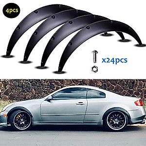 4PCS Black Universal 2”/50mm Car Wheel Fender Flares Flexible Durable Extra Wide Auto Car Body Kit