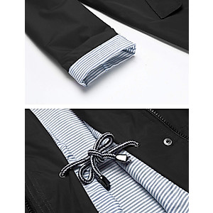 Women Lightweight Ladies Warm Travel Coat Outdoor Windbreaker with Pockets Outdoors Coat for Adults Waterproof Rain Jacket Black XL