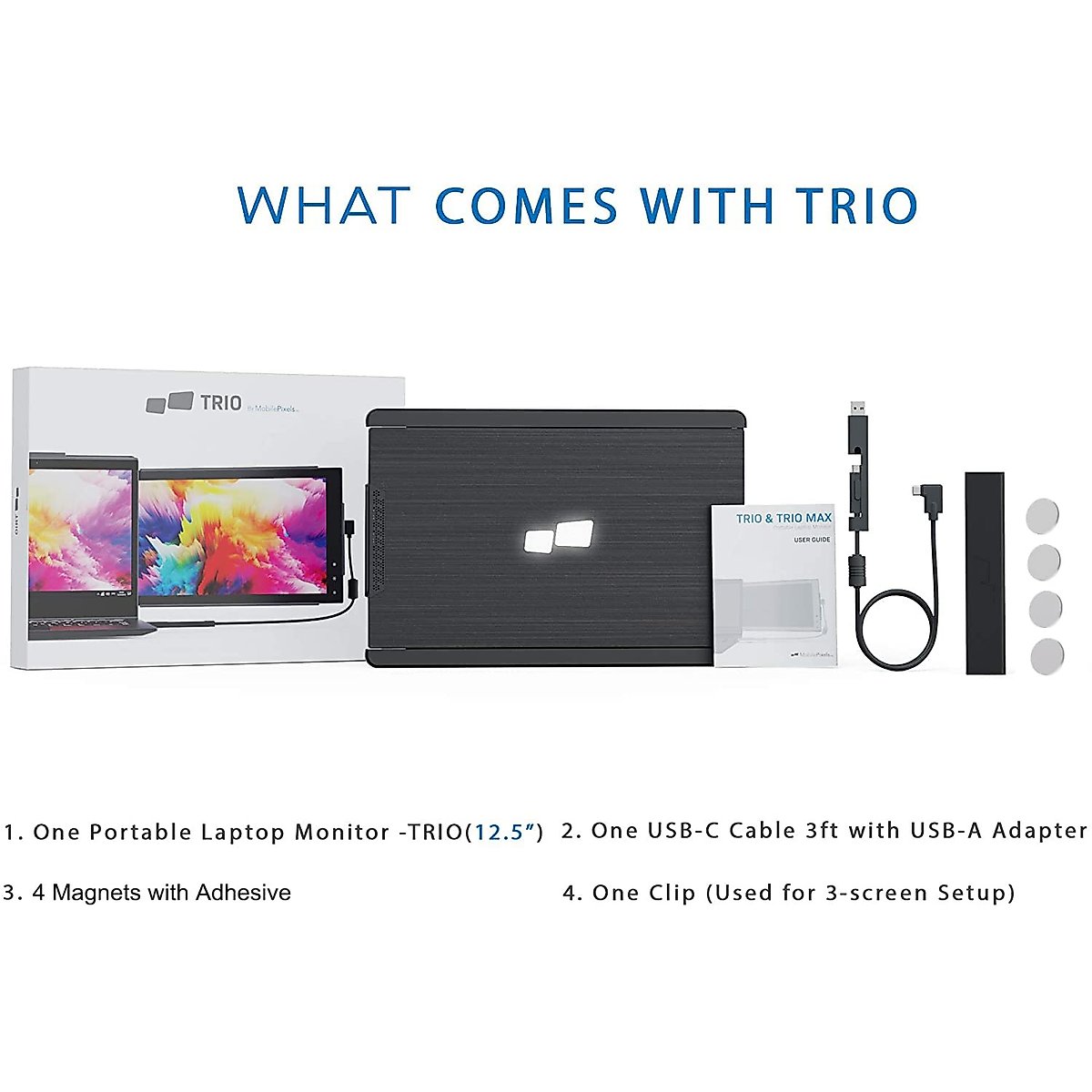 Mobile Pixels Trio Portable Monitor for Laptops, 12.5'' Full HD IPS Screens, USB C/USB A Dual or Triple Displays,Windows/OS/Android/Nintendo Switch (One Monitor Only) (Renewed)
