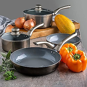 Moss & Stone 6 Piece Nonstick Cookware Set, Aluminum Pots and Pans, Pots and Pans Set with Glass Lid, Induction Cookware