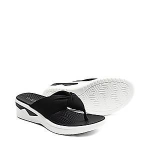 DREAM PAIRS Women Black Platform Flip Flops for Women Soft Thong Sandals Summer Casual Lightweight Comfortable Flat Slippers Walking Shopping Gathering Vacation Shoes Size 8 SDFF2330W