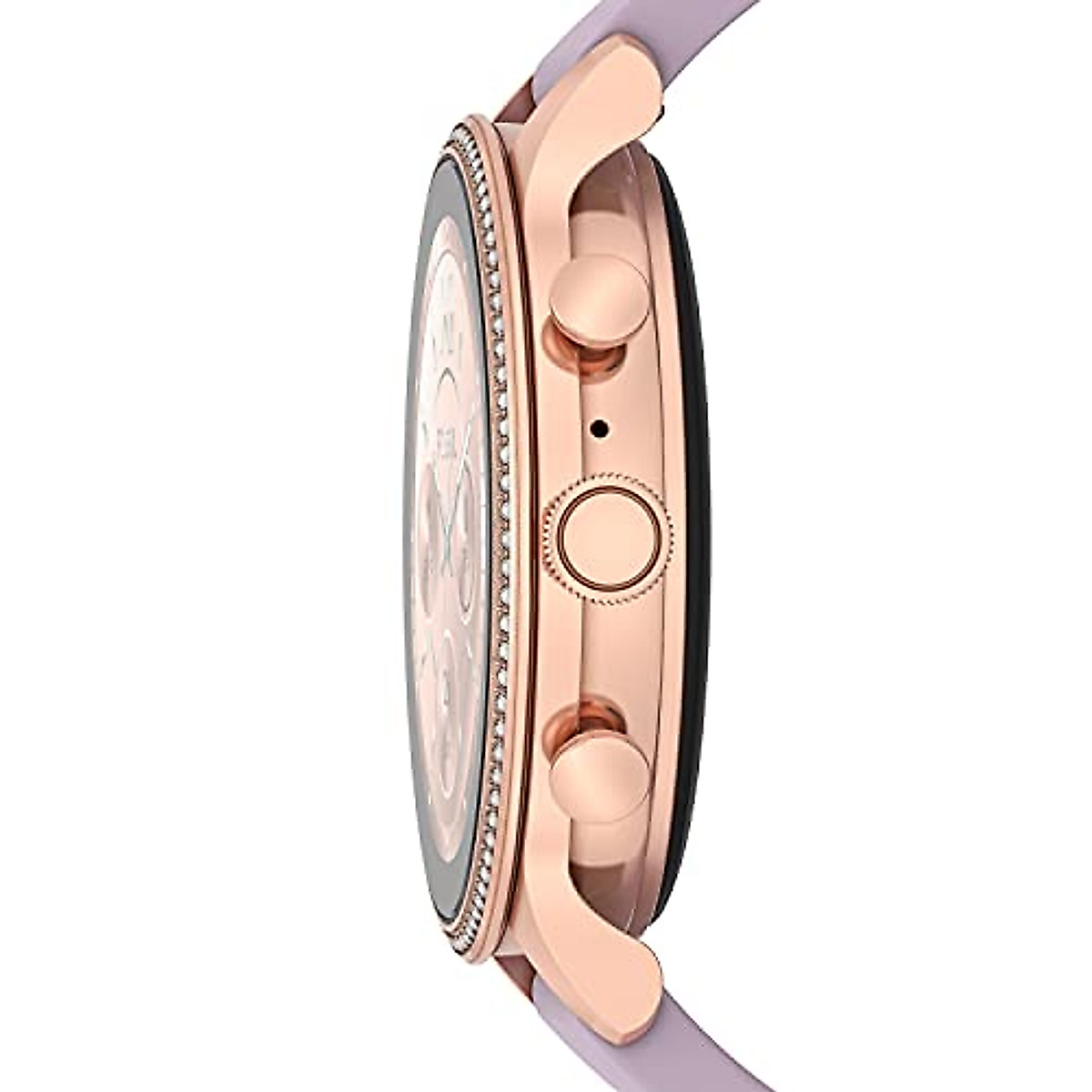 Fossil Unisex Gen 6 42mm Stainless Steel and Silicone Touchscreen Smart Watch,Fitness Tracker, Color: Rose Gold, Purple (Model: FTW6080V)