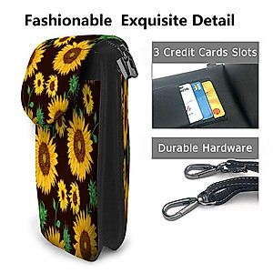 Beabes Sunflowers Crossbody Cell Phone Purse Floral Flower Vintage Leaf Art Botanical Summer VintageWallet Handbag