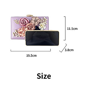 shiiriin | Women’s Lilac Clutch Purse 3D Floral Hand Bag | Handmade with Pearl | Bridal Wedding Daytime Evening Party