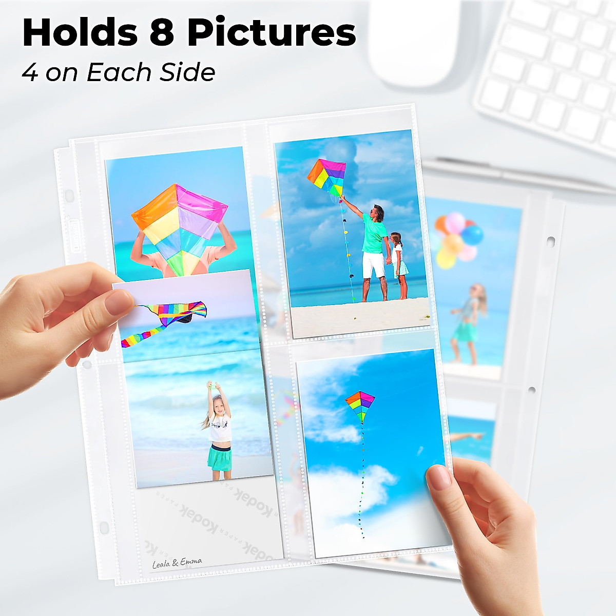 Dunwell Photo Album Refill Pages - (3.5x5, 25 Pack), for 200 Pictures, 3-Ring Binder Photo Pockets, Each 4-Pocket Photo Page Holds 8 Pictures, 3.5 x 5 Photo Protectors or 3.25x5.25 Seed Binder