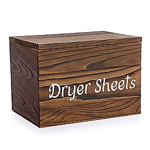 ELLDOO Laundry Dryer Sheet Holder Dispenser, Rustic Dryer Sheets Storage Box with Lid, Farmhouse Dryer Sheet Container Wooden Softener Sheet Holder for Laundry Room Decor, Vintage Brown