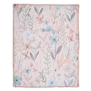 Lambs & Ivy Baby Blooms 3-Piece Pink Floral/Butterfly Baby Crib Bedding Set