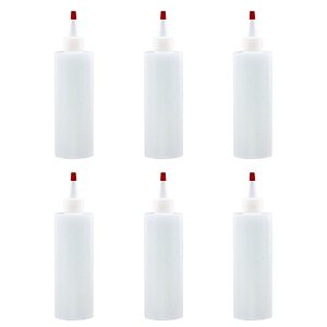 LAKESHORE TRADE 6 Pack Condiment Squeeze Bottles 8-Ounce Red Cap Soft Squeeze for Icing, Ketchup, Frosting, Cookie Decorating, Sauces