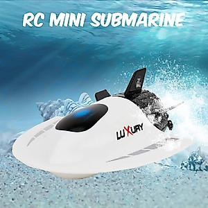 GoolRC Mini RC Submarine Boat, Remote Control Waterproof Diving Toy for Kids (White)