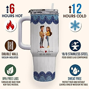 Custom 40oz Tumbler with Handle – Valentine's day photo-Personalized Couple Gift for Anniversary Wedding Gift, Birthday, Mother's Day, Valentine’s Day L9egXV