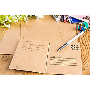 Blank Postcards - 100-Sheet Kraft Paper Postcards, Printable Blank Note Cards for Inkjet and Laser Printers, 2 Per Page 200 Cards in Total, Perforated, 170GSM Cardstock 5.5 x 8.5 Inches