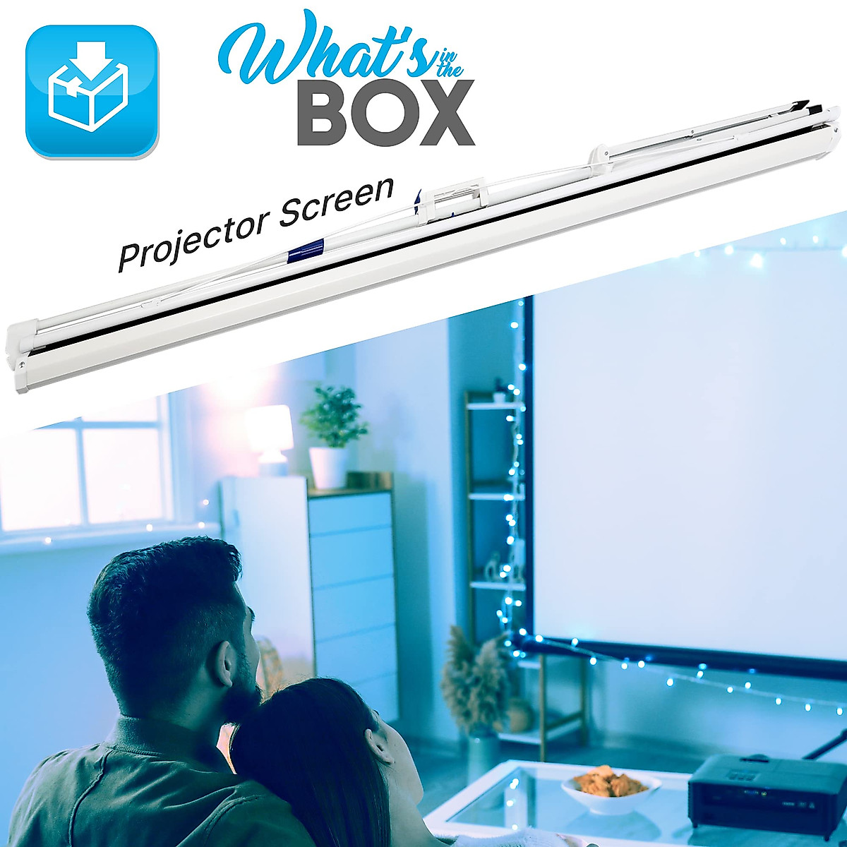 Pyle Upgraded Pyle 72" Projector Screen with Floor Standing Portable Fold-Out Roll-Up Tripod Manual, Mobile Movie Screen, Home Theater Cinema Wedding Party Office Presentation, Quick Assembly PRJTP72 White