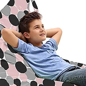 Lunarable Polka Dot Lounger Chair Bag, Contemporary Style Hand Drawn Shapes Pattern with Varied Colors, High Capacity Storage with Handle Container, Lounger Size, Pale Pink Grey and Black