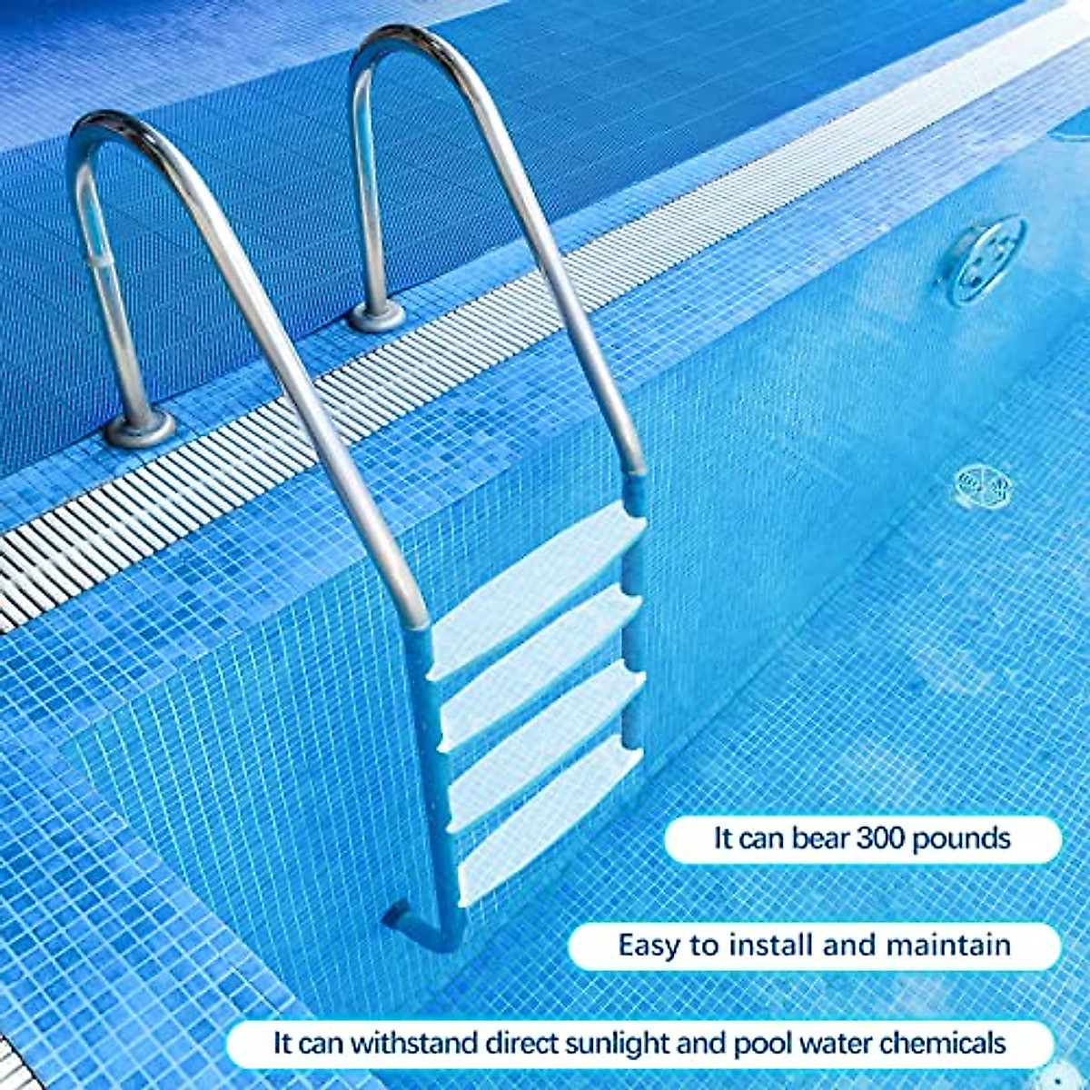 Wettarn 18 Inches Pool Ladder Steps Universal Swimming Pool Ladder Pedal Set Molded Plastic Swimming Pool Ladder Rung Step with Stainless Steel Bolts Fit for Inground and Above Ground Pools(6 Set)