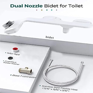 EOLTMESS Bidet Attachment for Toilet - Spa Bidet Toilet with Self-Cleaning Dual Nozzle Front & Rear Wash Adjustable Water Pressure Bidet Sprayer for Toilet(1/2)