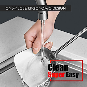 FONGLUAN Stainless-Steel Turner Spatula Set, Set of 2, Slotted Turner, Wok Spatula, Heavy Duty Metal Kitchen Utensils for Cooking