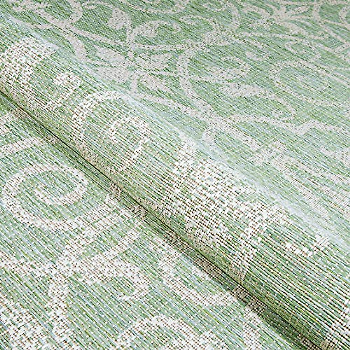 Couristan Monaco Summer Quay Indoor/Outdoor Area Rug, 3'9" x 5'5", Ivory/Light Green