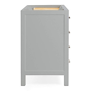 ARIEL 54" Grey Bathroom Vanity Base Cabinet, Single Sink Configuration, 2 Soft Closing Doors, 9 Full Extension Dovetail Drawers, Brushed Nickel