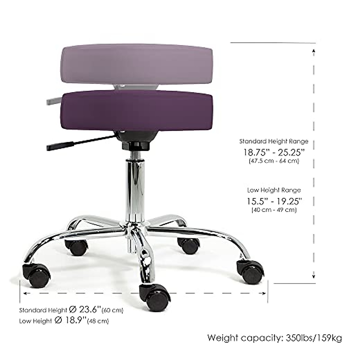 EARTHLITE Pneumatic Rolling Stool - Commercial Grade, Adjustable, CFC-Free, No leaking - Spa, Massage & Medical Chair