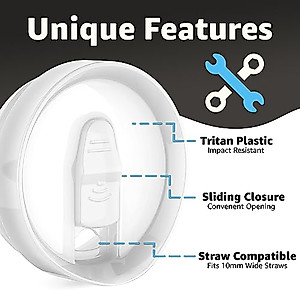 Jmoe USA 40oz & 64oz Sliding Lid for Stanley Adventure Quencher H2.0 Flowstate Tumblers With Handle | Leakproof & Spillproof | Made of BPA and Food-Grade Materials | Dishwasher Safe (White, 1-Pack)