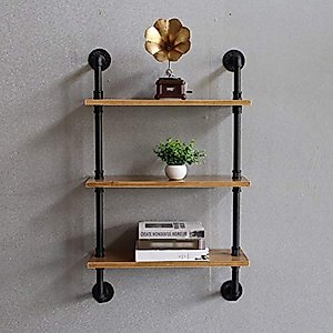 PIBM Stylish Simplicity Shelf Wall Mounted Floating Rack Shelves Wooden Display Potted Plants Collections Books Storage Retro Industrial,5 Sizes Avaliable,2 Types, Wallmounted , 60X90cm